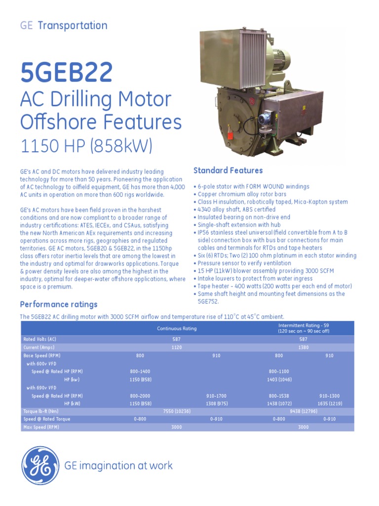 AC Drilling Motor 5GE B22 | PDF | Electric Motor | Electrical Components