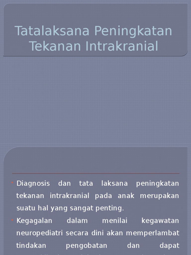 Tatalaksana Peningkatan Tekanan Intrakranial | PDF