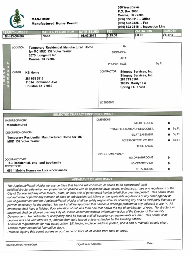 MUD 132 Temporary Voter Trailer Permit