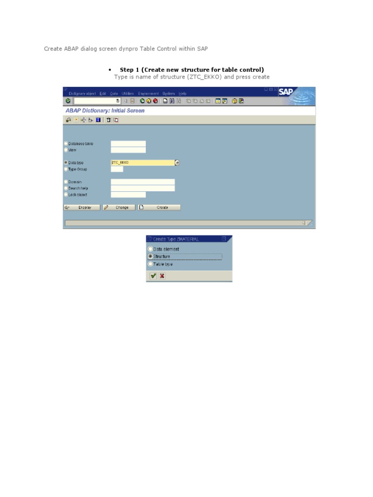 Create Abap Dialog Screen Dynpro Table Control Within Sap Pdf Computer Programming Data