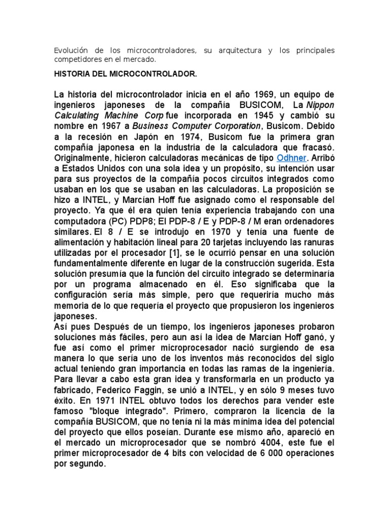 Evolución de Los Microcontroladores | PDF | Microcontrolador Pic ...