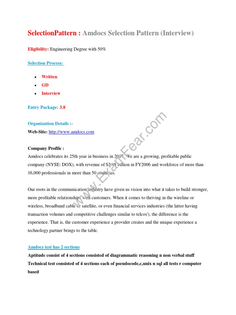 Amdocs Interview Questions Pdf C Programming Language Computer Engineering 2223