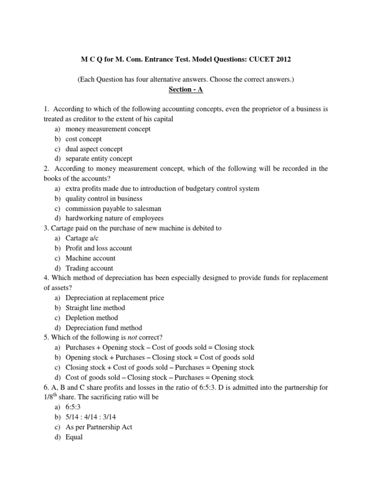 MCQ For M Com | PDF | Debits And Credits | Depreciation