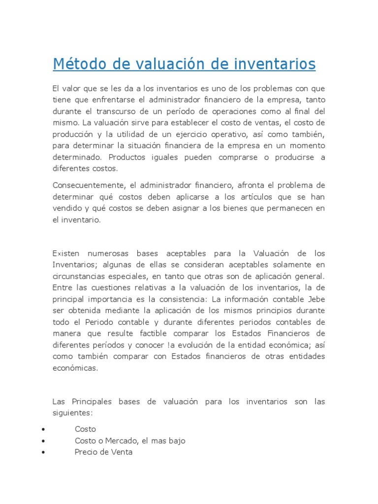 Método de Valuación de Inventarios | PDF | Valoración empresarial | Inventario