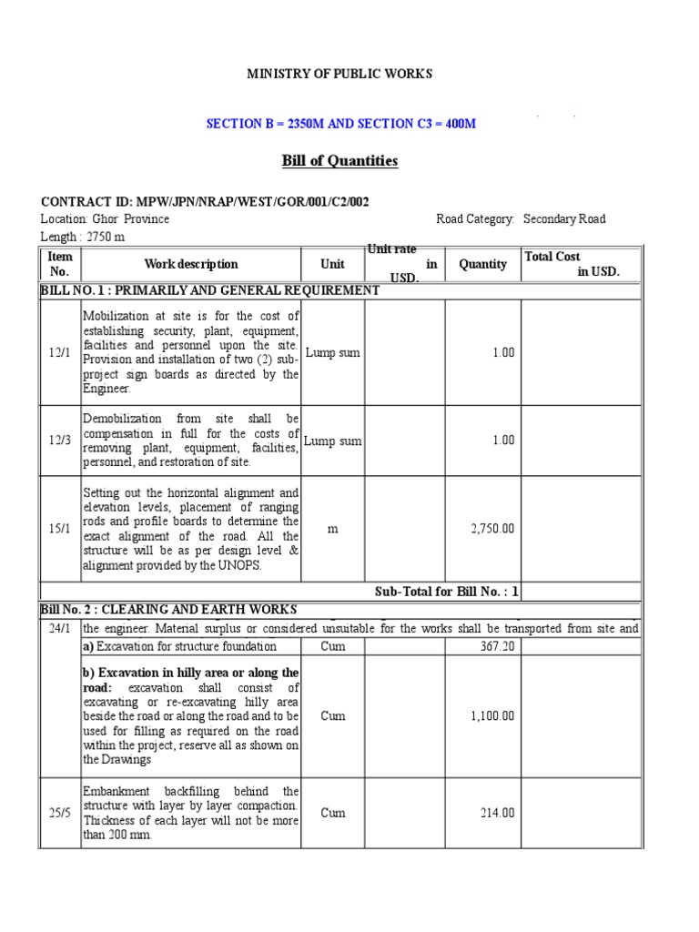 BOQ Excel | PDF | Masonry | Concrete