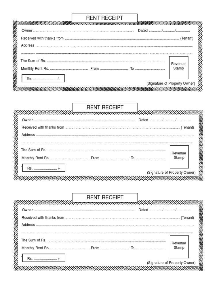 Standard Rent Receipt Template | PDF