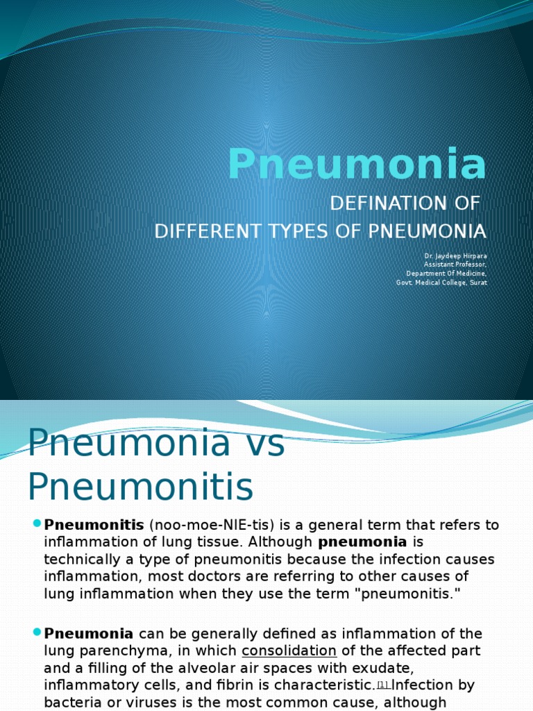 Pneumonia Definations & Classifications | Pneumonia | Medical ...