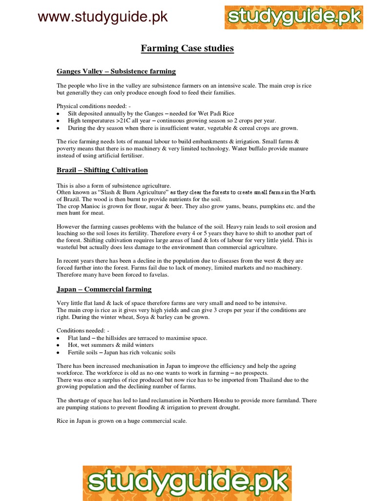Farming Case Studies | PDF | Rice | Agriculture