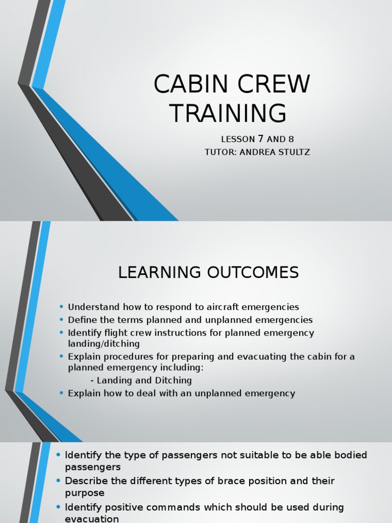 Cabin Crew Training Lesson 7 and 8 | PDF | Flight Attendant | Emergency ...