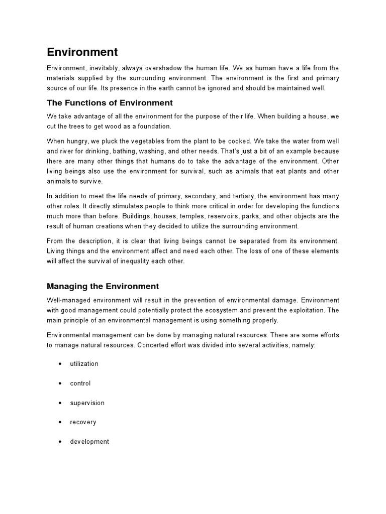 Environment: The Functions of Environment | PDF | Environmental ...