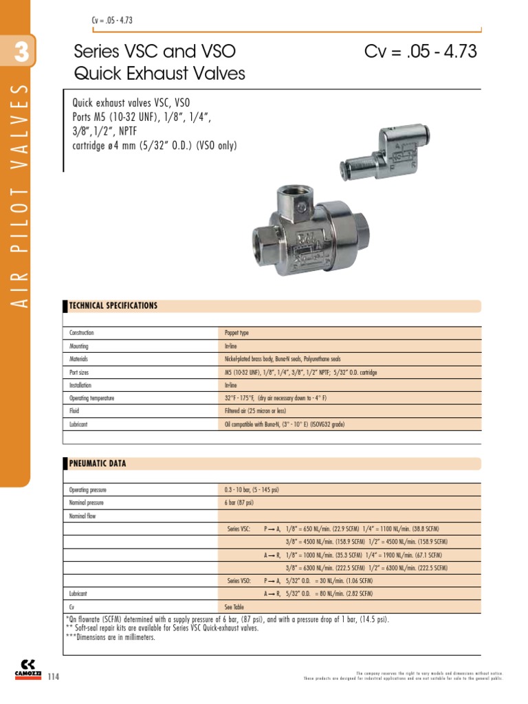 Quick Exhaust Valve VSC 522 | PDF | Valve | Gas Technologies