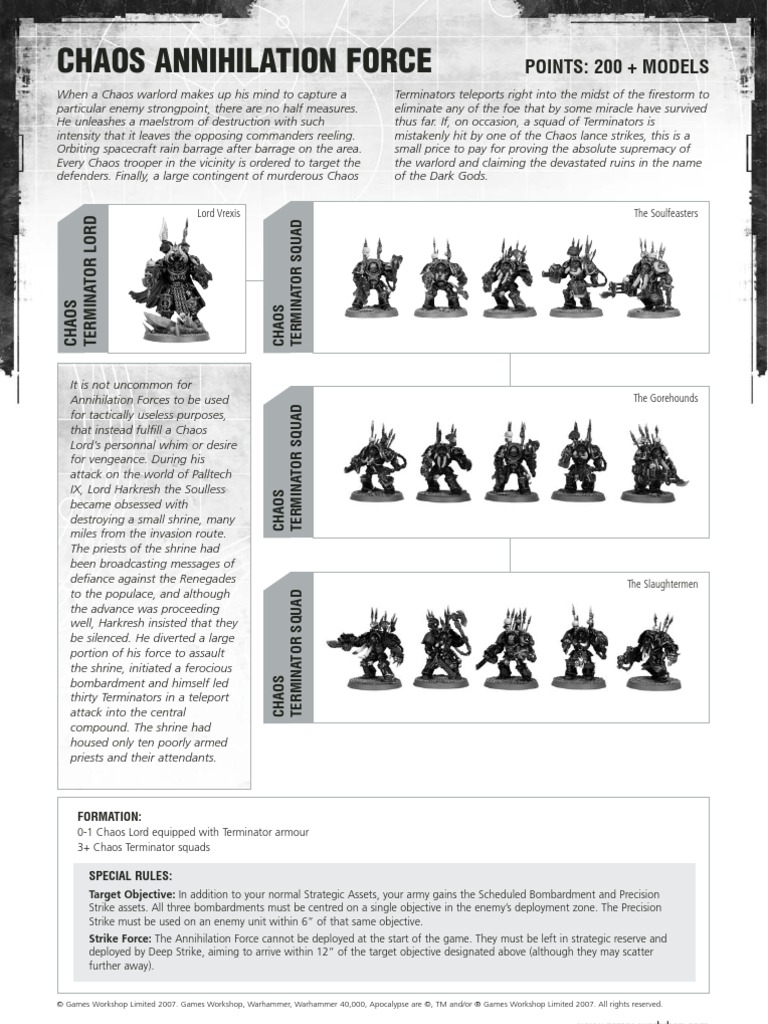 Chaos Space Marines Datasheet - Annihilation Force | PDF | 2nd ...