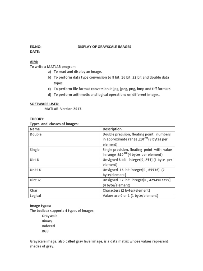 BM2406 Digital Image Processing Lab Manual | Download Free PDF ...