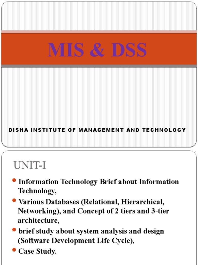 Mis & DSS: Disha Institute of Management and Technology | PDF ...