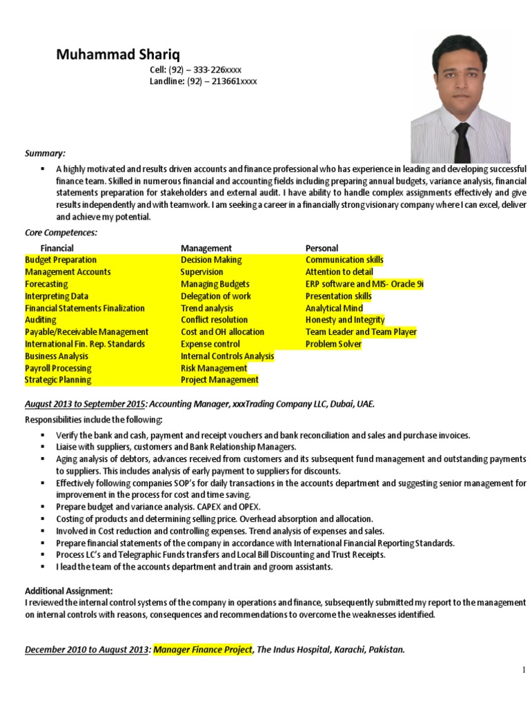 Muhammad Shariq - Manager Finance | PDF | Accounting | Audit