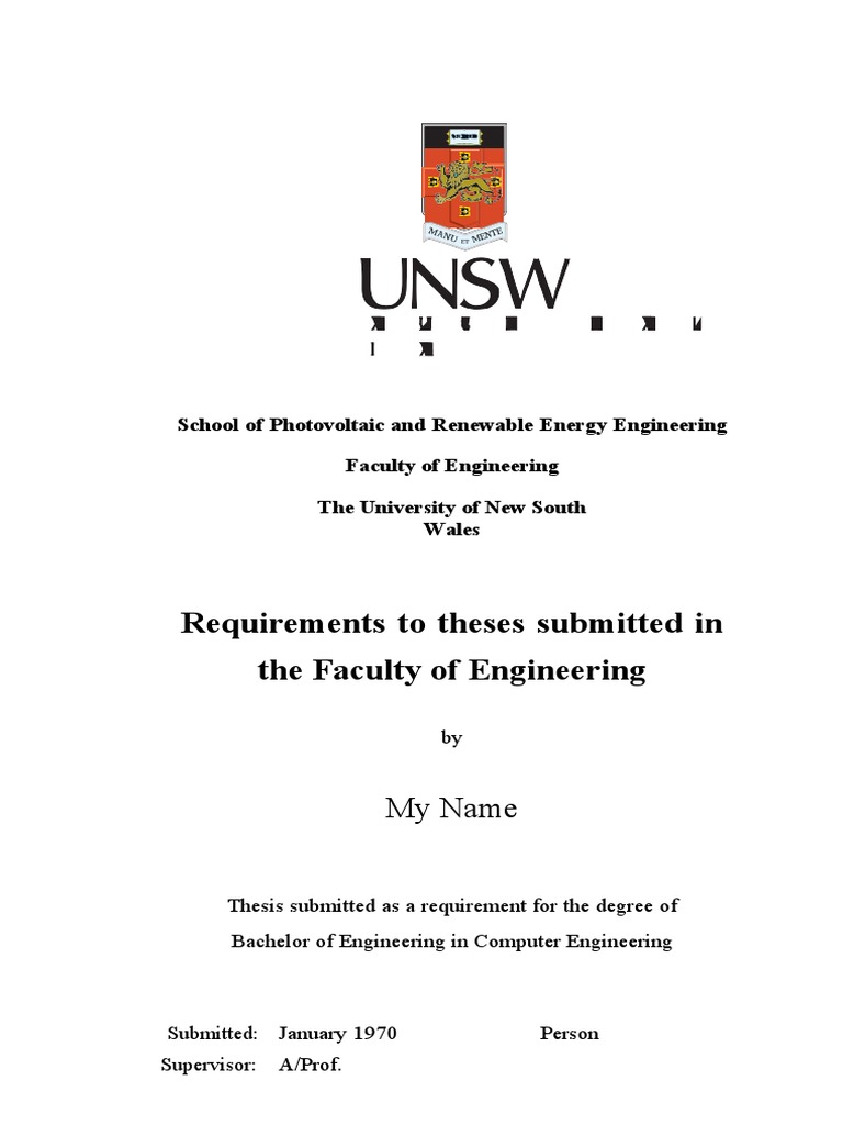 Requirements for engineering theses at UNSW | PDF | Thesis | Te X