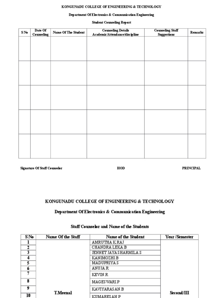 ECE Student Counseling Report 2023 | PDF | Science And Technology | Leisure