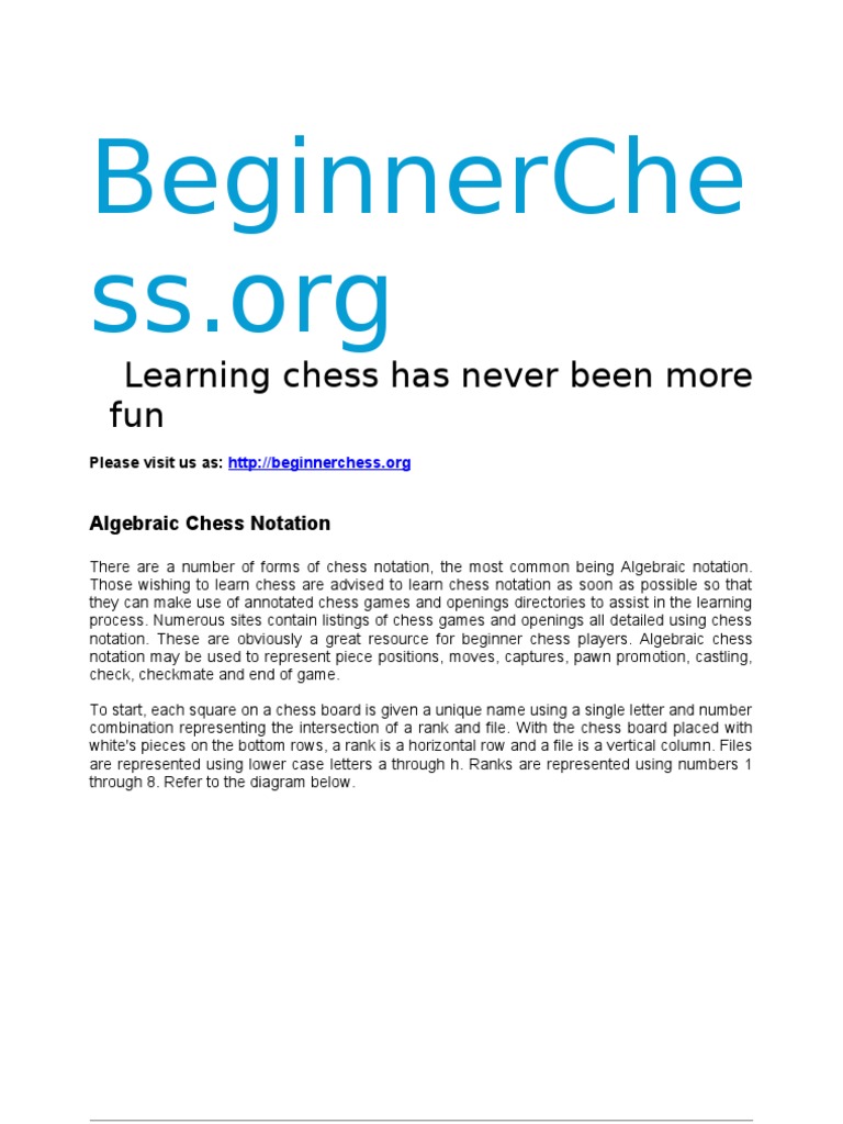 Chess Algebraic Notations | Games Of Mental Skill | Chess
