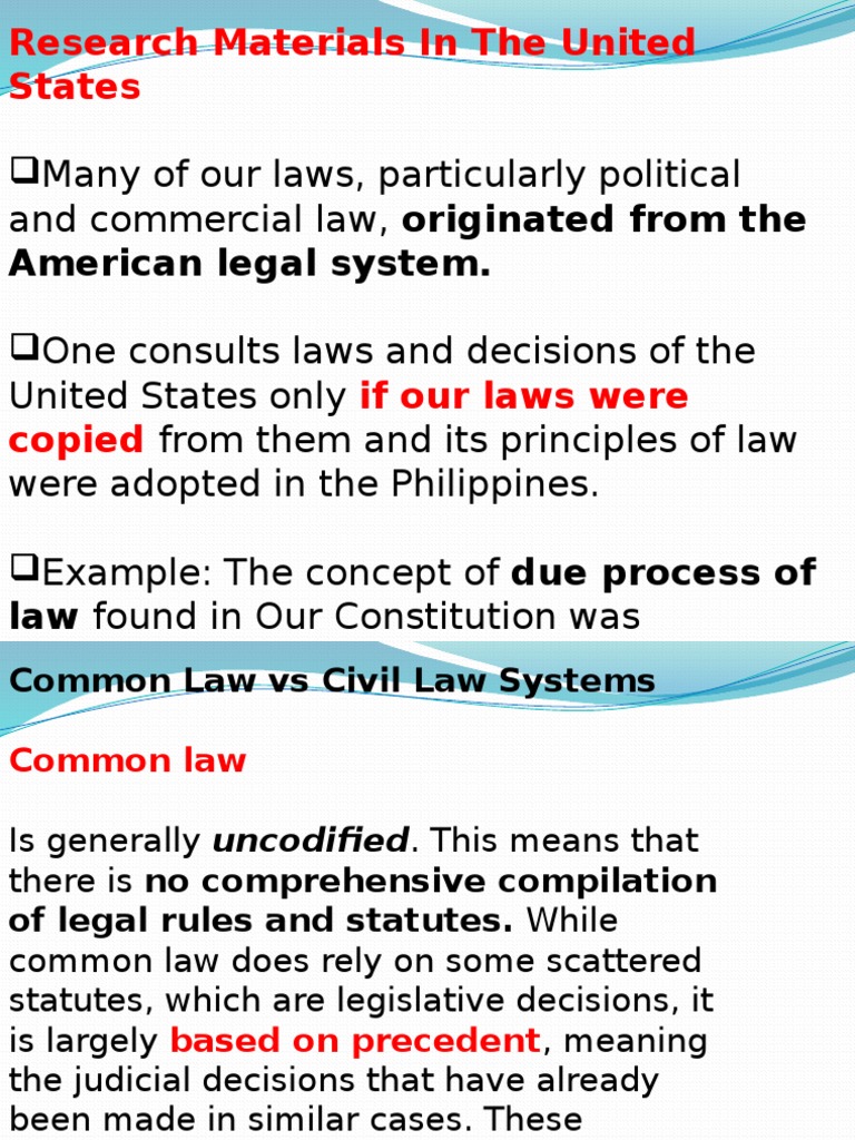 Research Materials in The United States: American Legal System | PDF ...