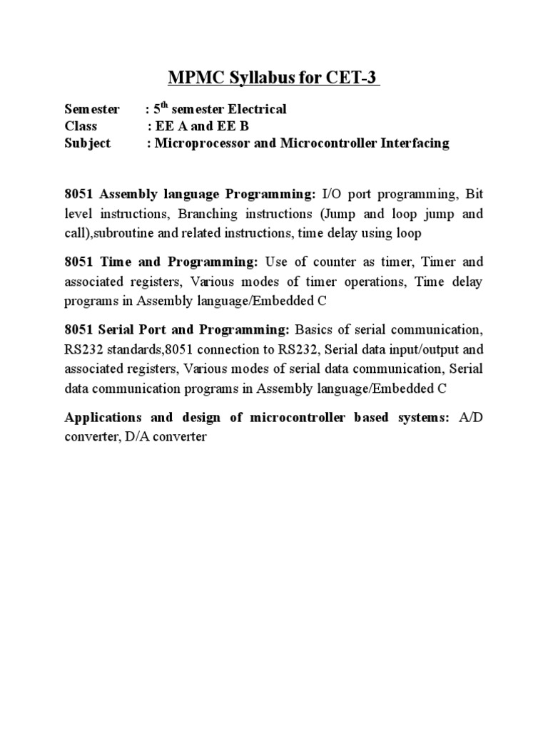CET-3 Microprocessor Syllabus | PDF