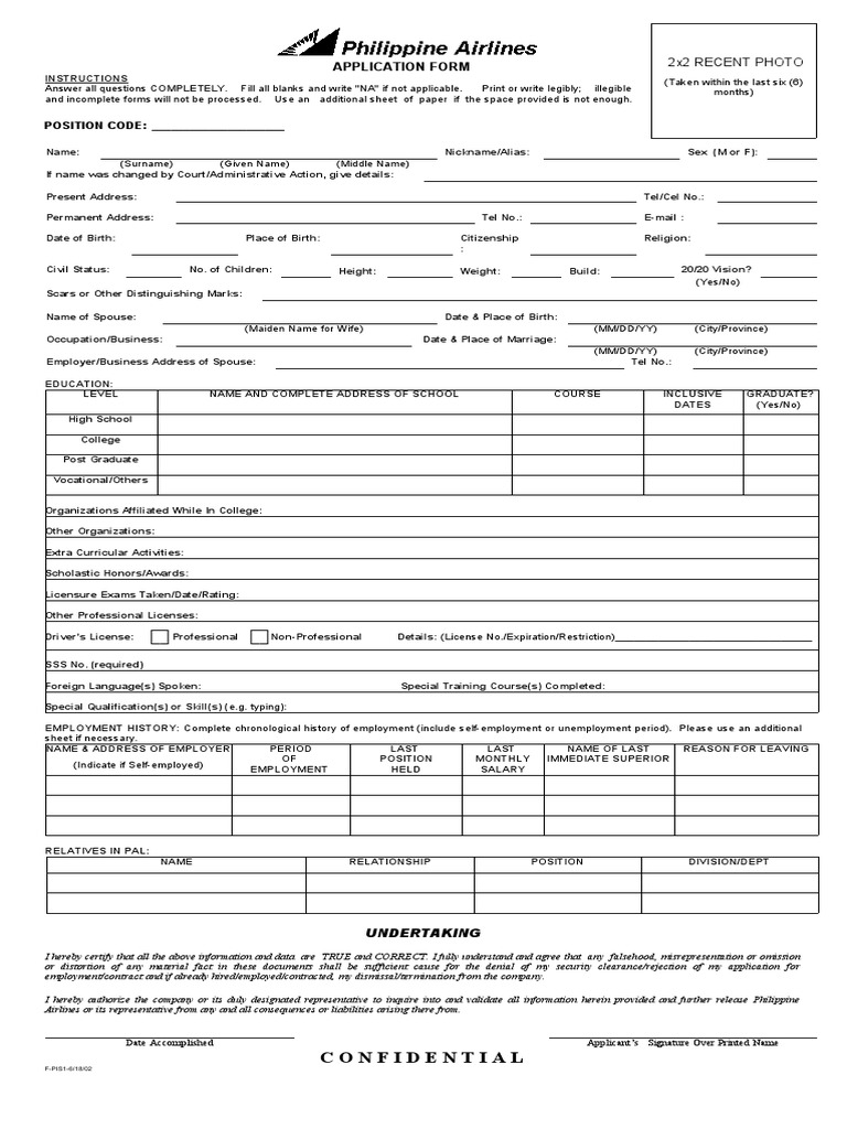 PAL Application Form - Downloadable | PDF | Employment | Social ...