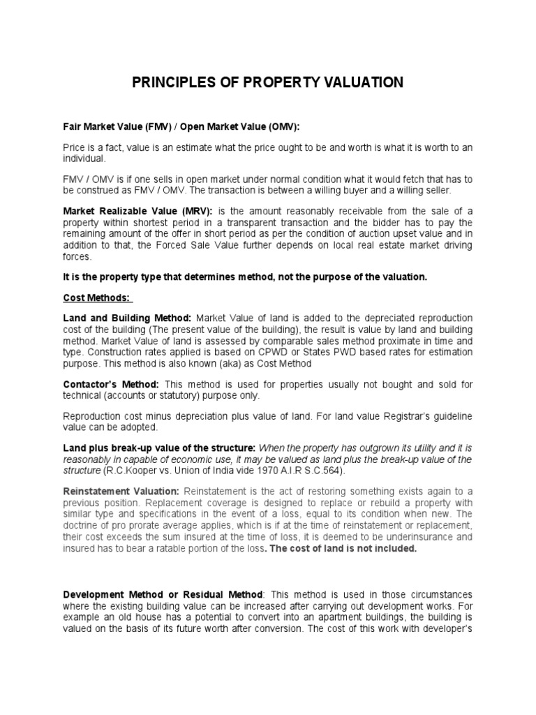 Principles of Property Valuation | PDF | Market Value | Valuation (Finance)