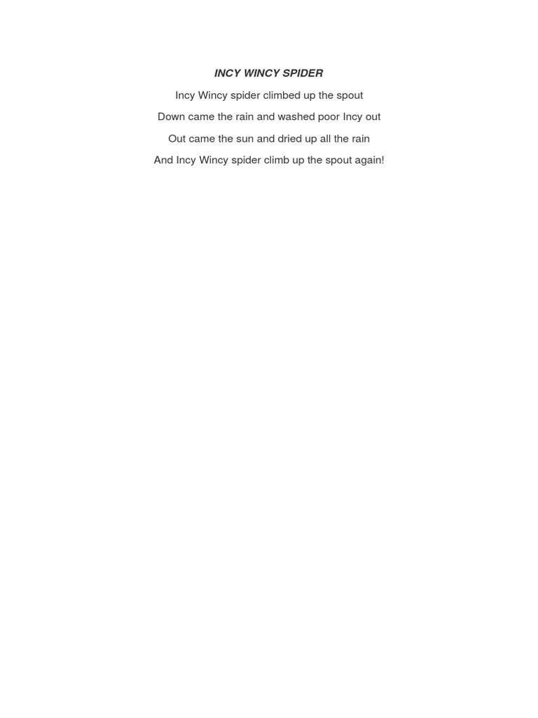 Incy Wincy Spider | PDF