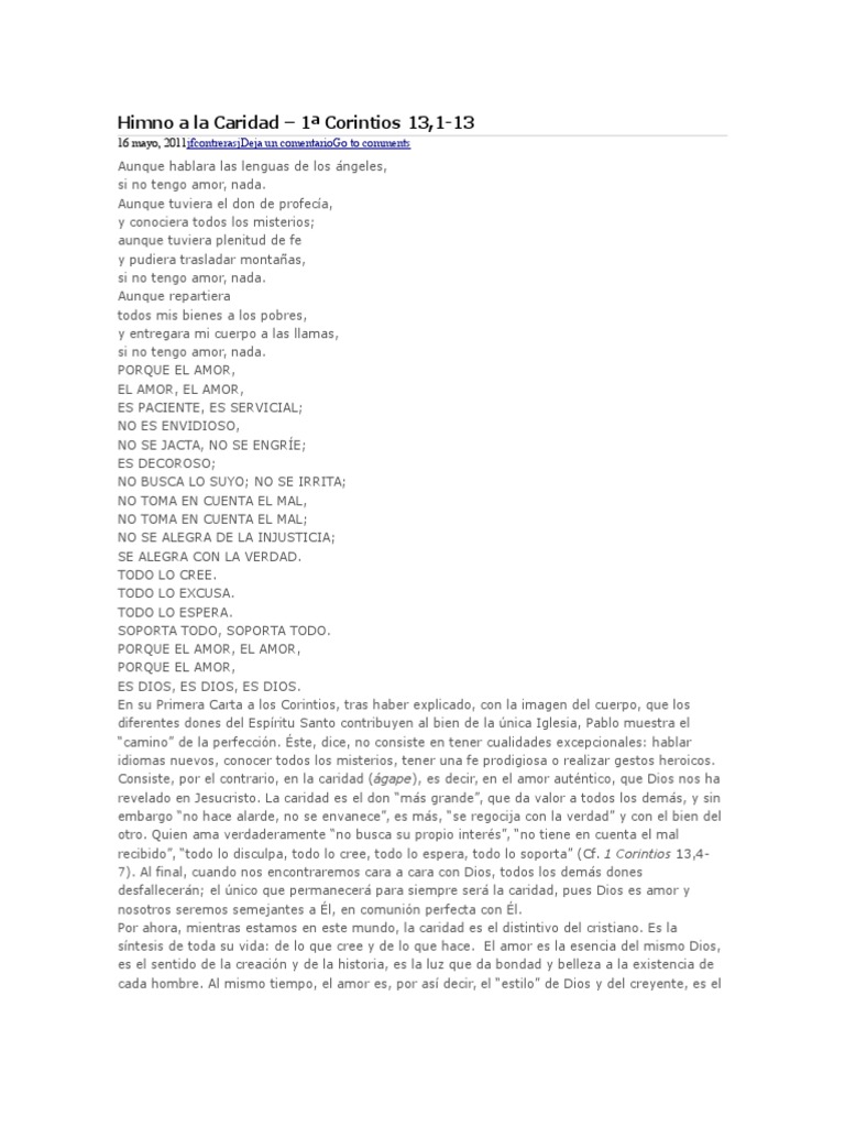 Himno A La Caridad | PDF | Amor | Dios