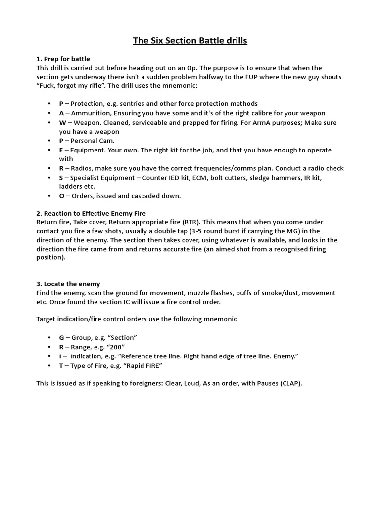 Six Section Battle Drills | Ammunition | Military Science