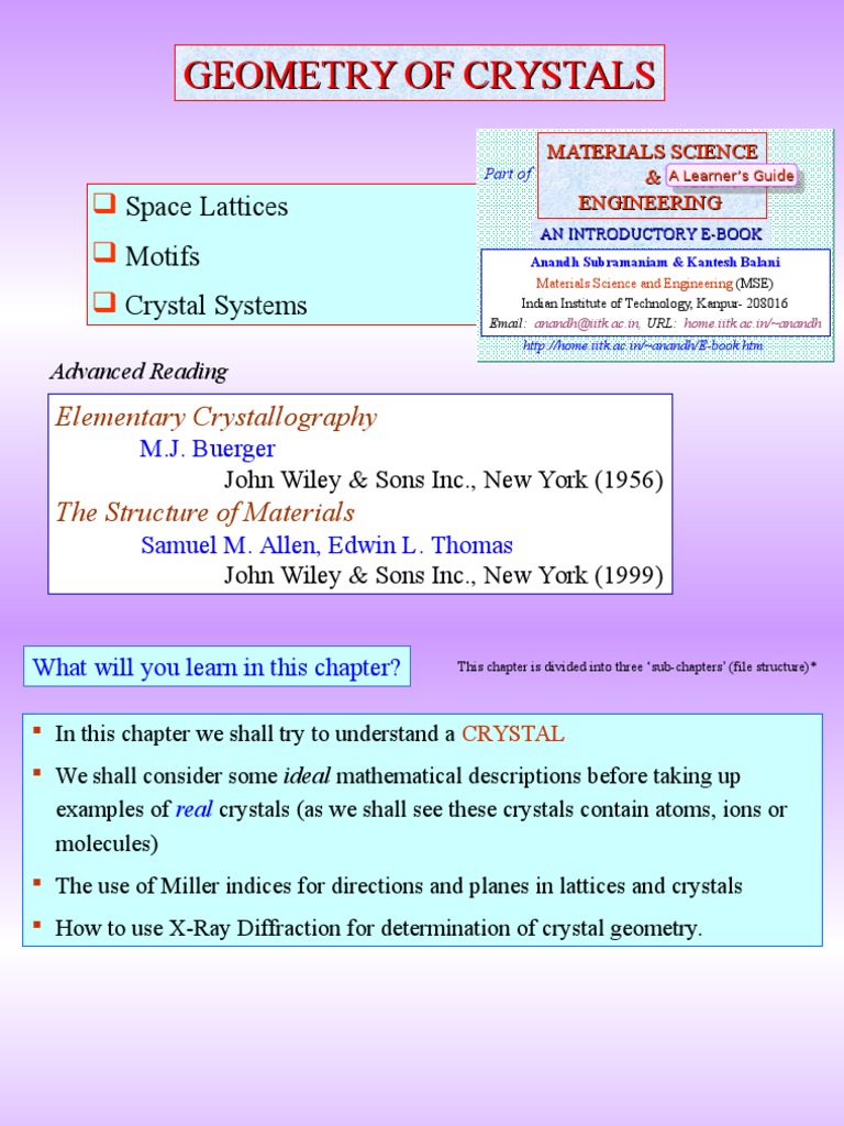 Chapter 3a Geometry of Crystals | PDF | Crystal Structure | Crystal