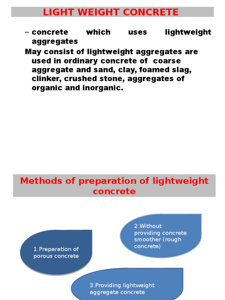 Lightweight Concrete: Properties & Uses | PDF | Concrete | Construction ...