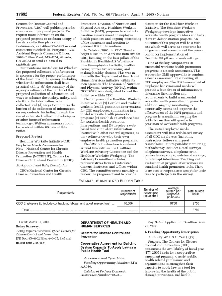 Notice: Grants and Cooperative Agreements Availability, Etc.: Building ...