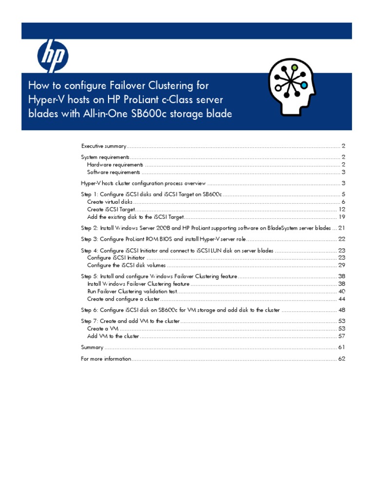 Configure Failover Clustering For Hyper-V Hosts On HP ProLiant | PDF ...