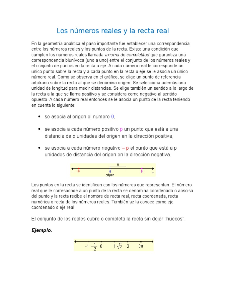 Los números reales y la recta real.docx | PDF