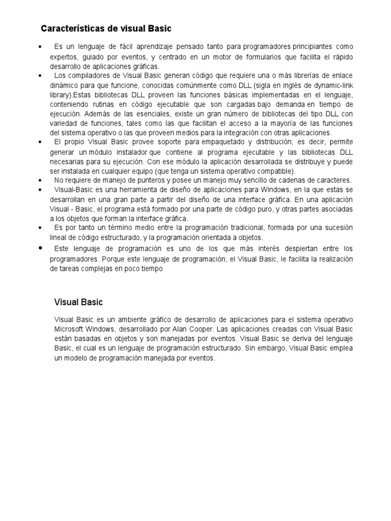 Características de Visual Basic | Descargar gratis PDF | Básico ...