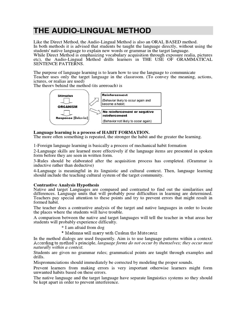 The Audio-Lingual Method | PDF | Second Language | Language Acquisition