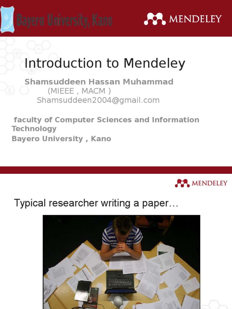 Mendeley Presentation | PDF | Portable Document Format | Application Software