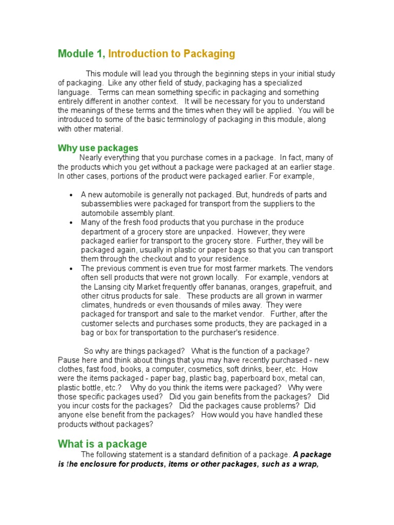 PKG 101 Introduction To Packaging | PDF | Packaging And Labeling | Retail