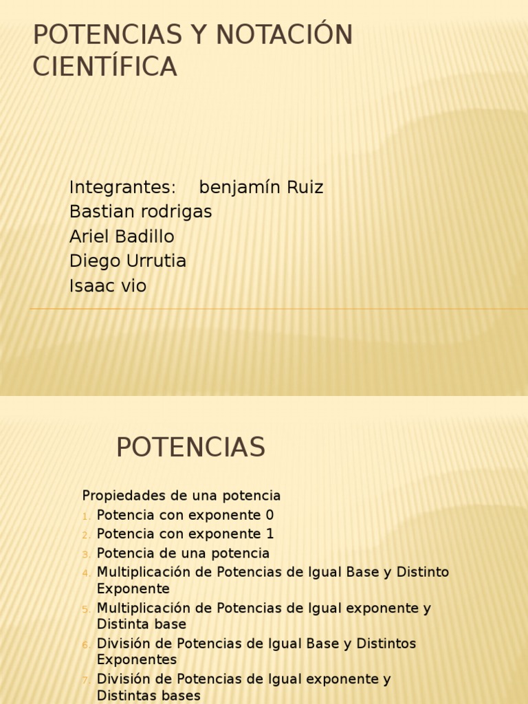 Potencias y Notación Científica | PDF | Exponenciación | Multiplicación