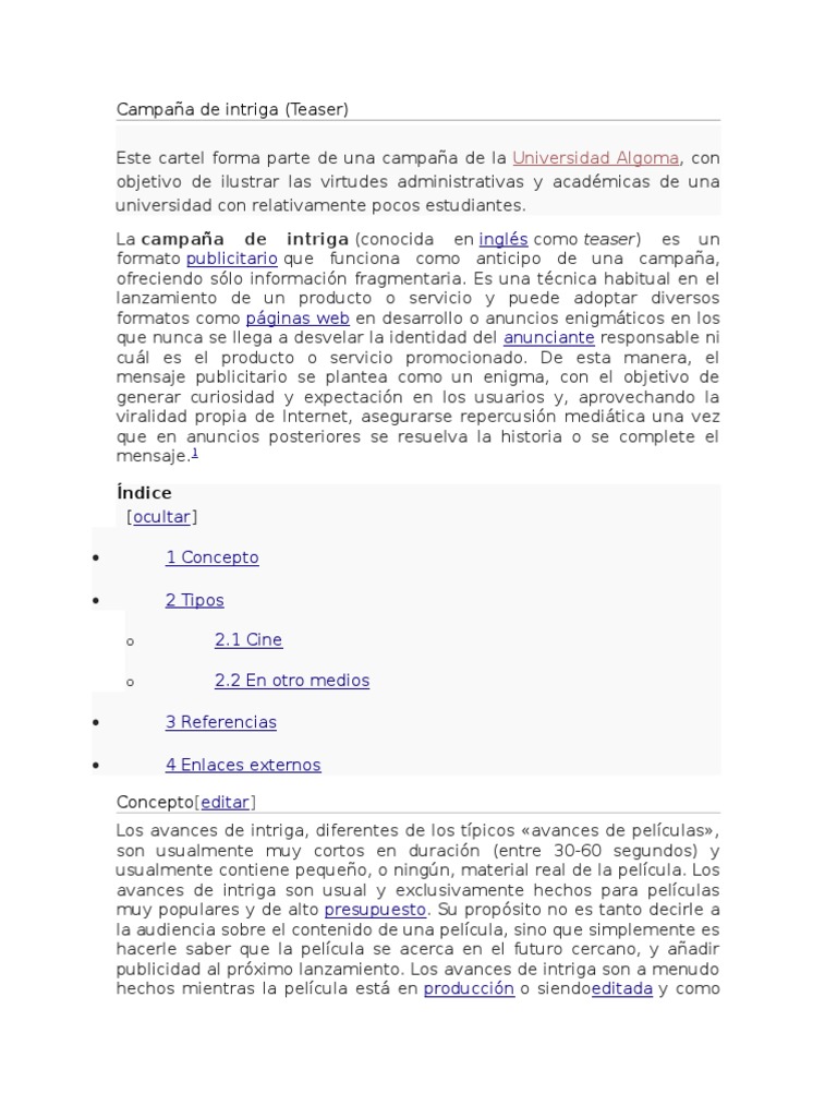 Campañas de Intriga en Publicidad | PDF | Publicidad | Medios