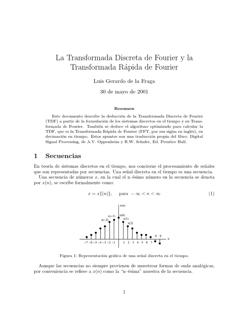 Transformada Discreta de Fourier PDF | PDF | Secuencia | Transformada de Fourier