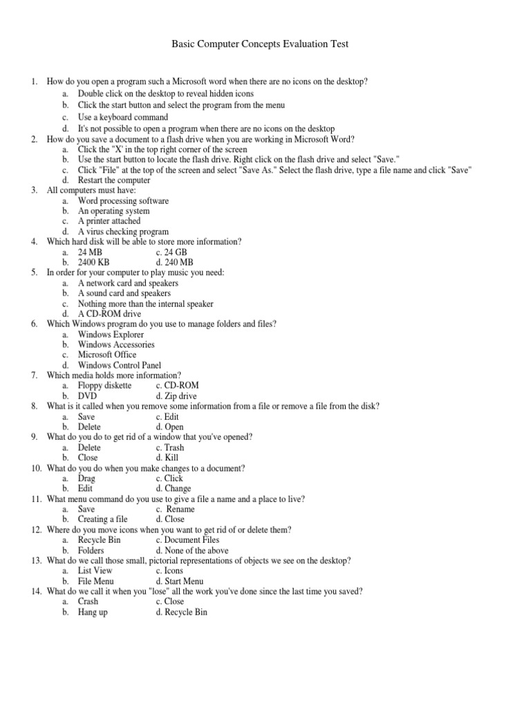 Final Ict Test Download Free Pdf Usb Flash Drive Computer Data