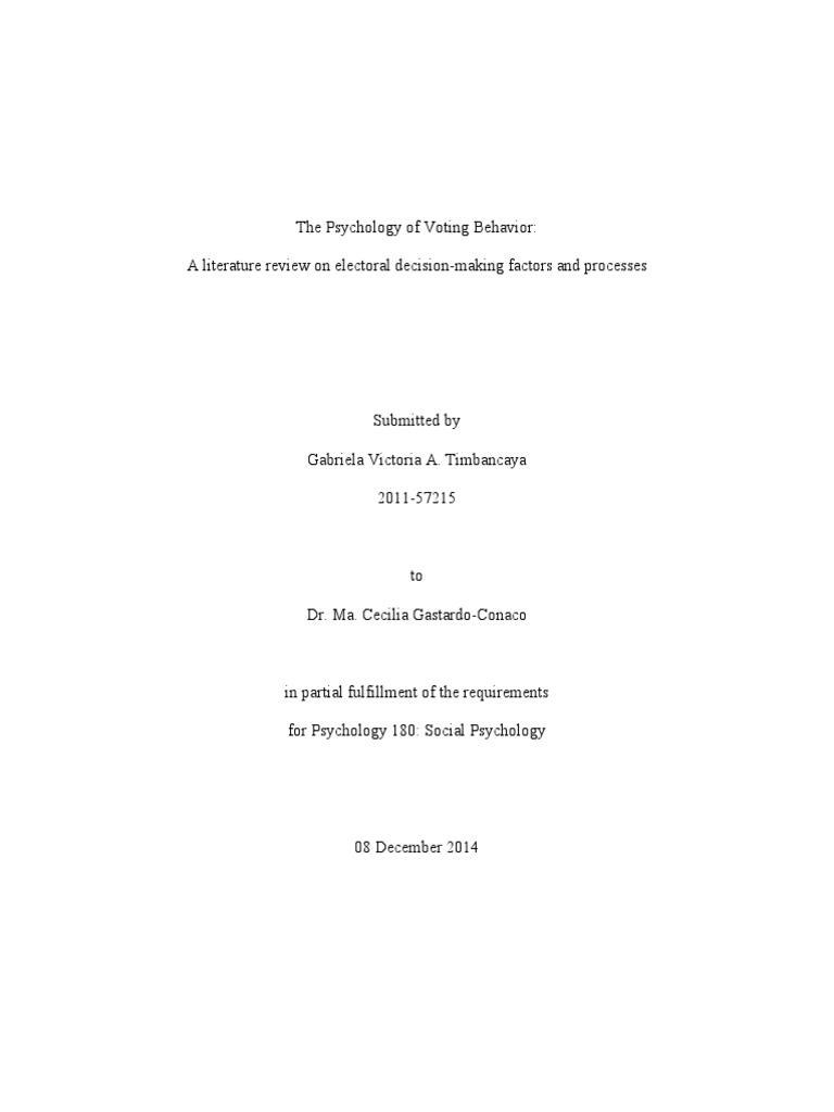 Psychology of Voting Behavior Explained | PDF | Voter Turnout | Voting