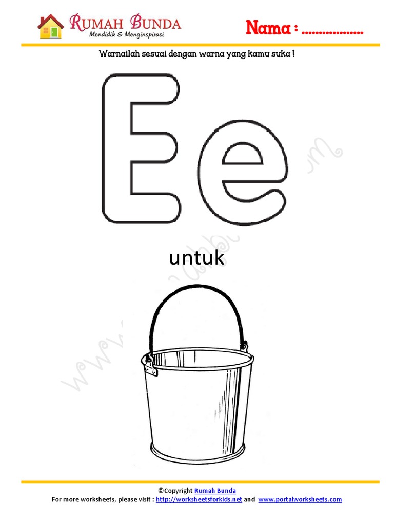 Menulis Huruf E PDF | PDF | Seni & Disiplin Bahasa | Griya & Taman