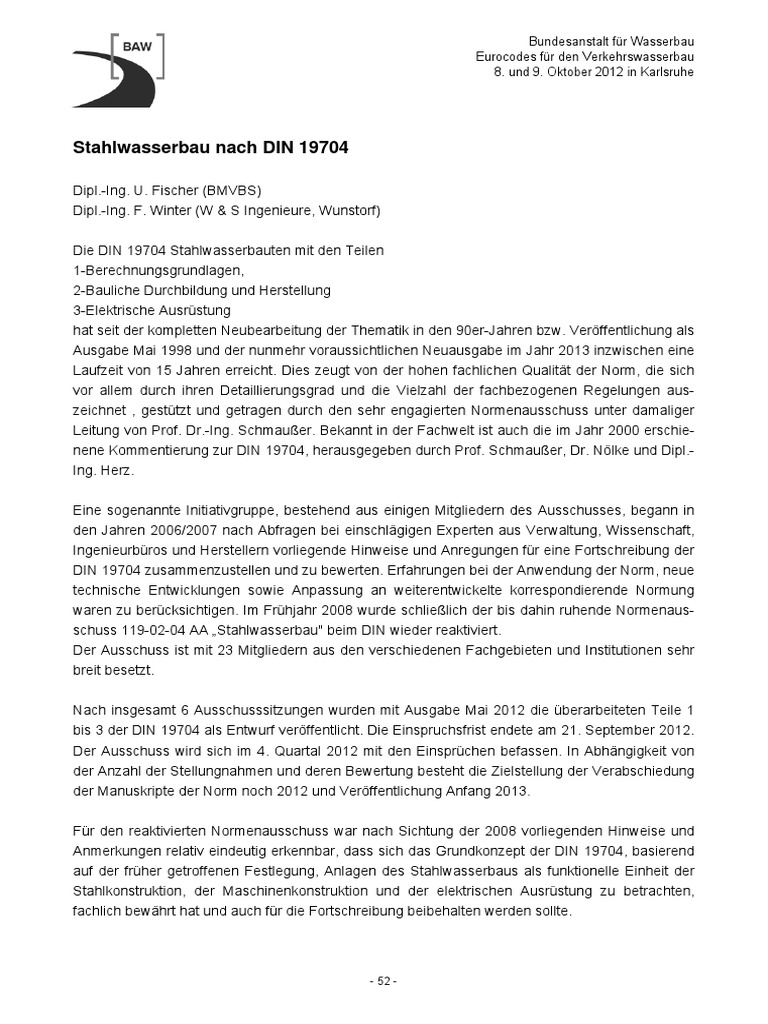 Fischer-Winter - Stahlwasserbau Nach DIN 19704 | PDF