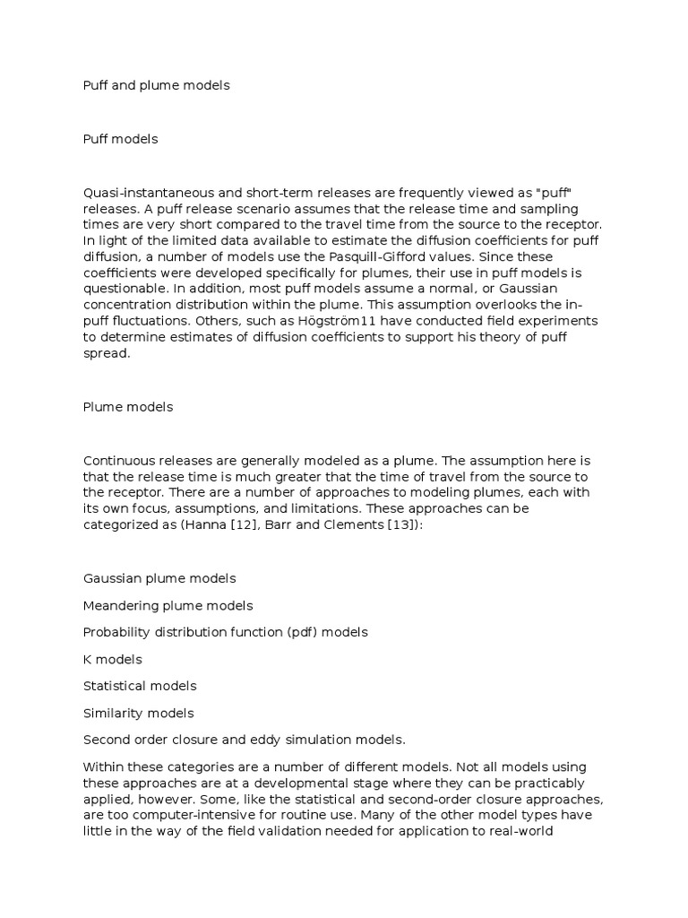 Puff and Plume Models | PDF | Normal Distribution | Epistemology Of Science