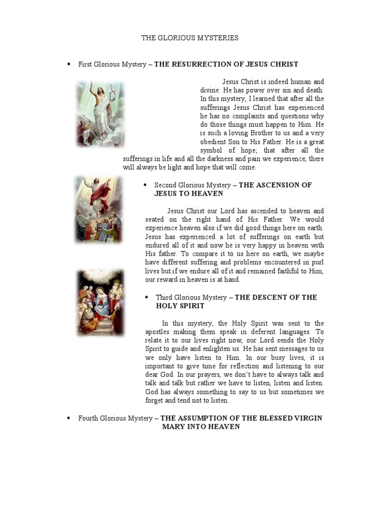 The Glorious Mysteries | PDF | Heaven | God The Father
