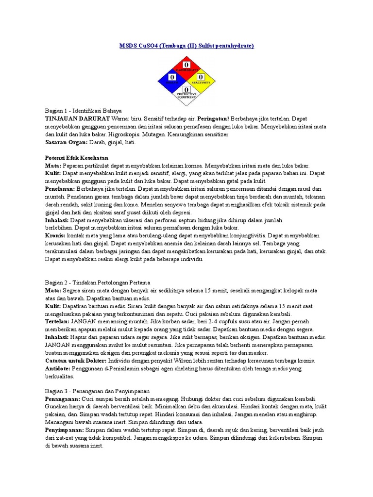 MSDS CuSO4 | PDF