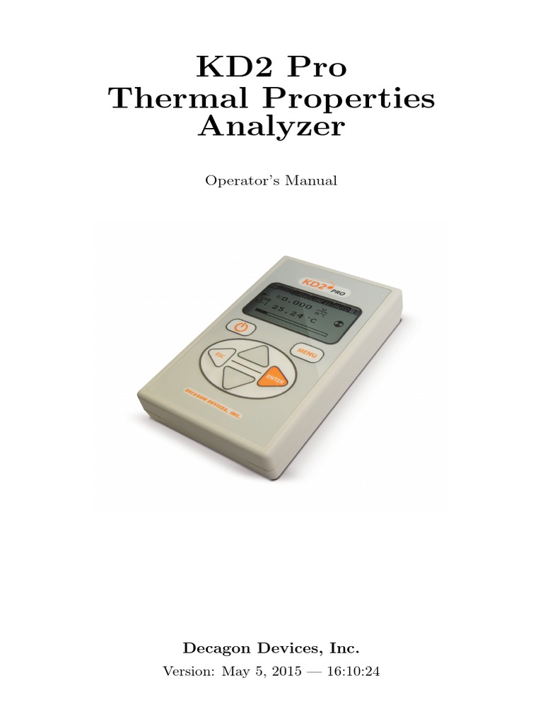 KD2 Pro thermal analyser | Menu (Computing) | Electrical Resistance And ...