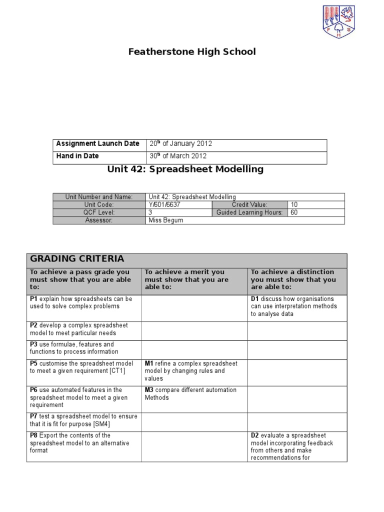 Unit 42 l3 Assignment | PDF | Spreadsheet | Comma Separated Values